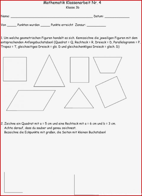 Mathe Arbeitsblatter Geometrie 4 Klasse